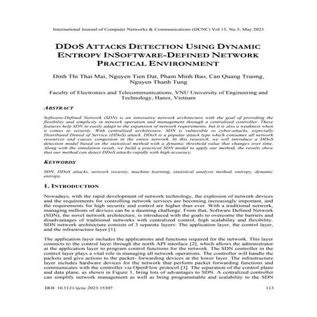 Ddos Attacks Detection Using Dynamic Entropy In Software Defined Network Practical Environment Pdf 