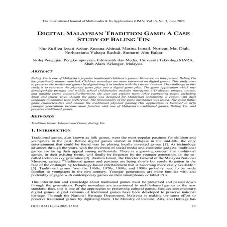 Digital Malaysian Tradition Game: A Case Study of Baling Tin | PDF