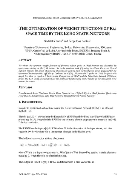 The Optimization of Weight Functions of R3,1 Space Time by the Echo ... The Optimization of Weight Functions of R3,1 Space Time by the Echo ...