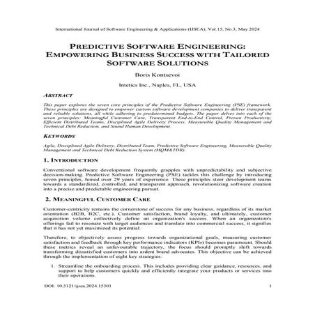 PREDICTIVE SOFTWARE ENGINEERING: EMPOWERING BUSINESS SUCCESS WITH ...