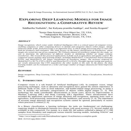 EXPLORING DEEP LEARNING MODELS FOR IMAGE RECOGNITION: A COMPARATIVE ...