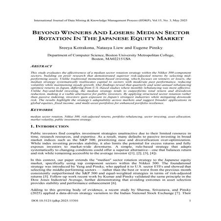 Beyond Winners and Losers: Median Sector Rotation in the Japanese ...