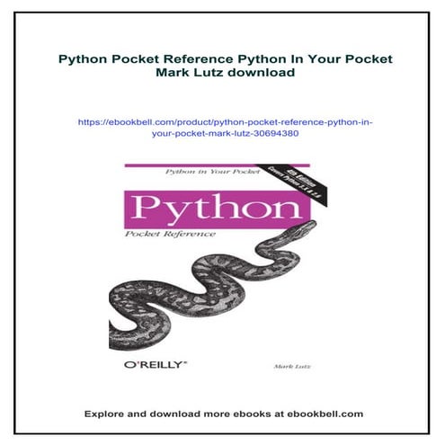 Python Pocket Reference Python In Your Pocket Mark Lutz | PDF