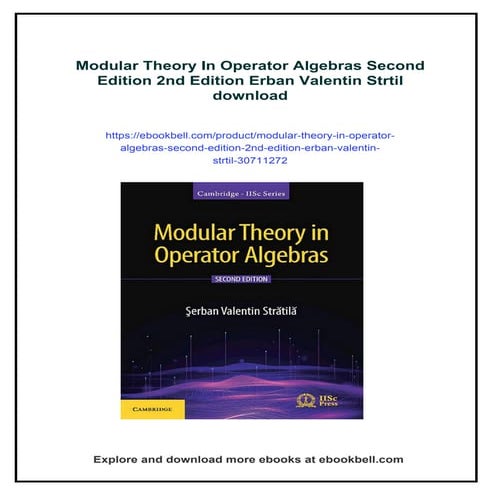 Modular Theory In Operator Algebras Second Edition 2nd Edition Erban Valentin Strtil | PDF