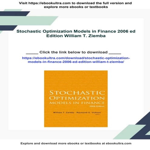 Stochastic Optimization Models in Finance 2006 ed Edition William T. Ziemba | PDF