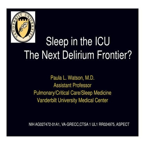 Sleep in the ICU The Next Delirium Frontier? | PDF