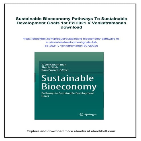 Sustainable Bioeconomy Pathways To Sustainable Development Goals 1st Ed 2021 V Venkatramanan | PDF