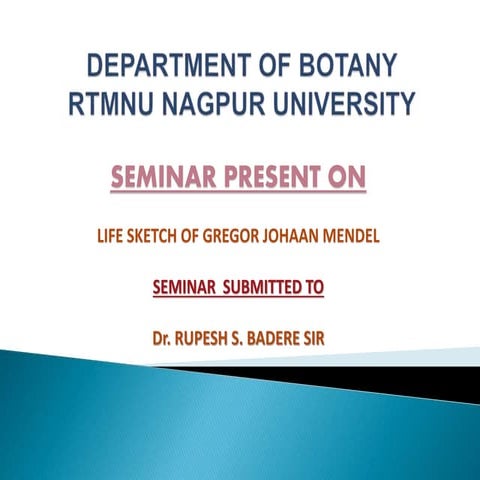 Life Sketch of Gregor Johaan Mendel | PPT