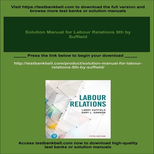 Solution Manual for Labour Relations 5th by Suffield | PDF