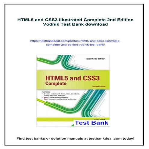 HTML5 and CSS3 Illustrated Complete 2nd Edition Vodnik Test Bank | PDF