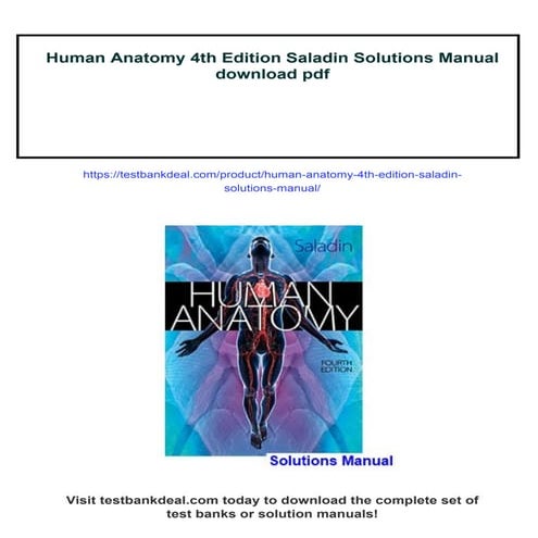 Human Anatomy 4th Edition Saladin Solutions Manual | PDF