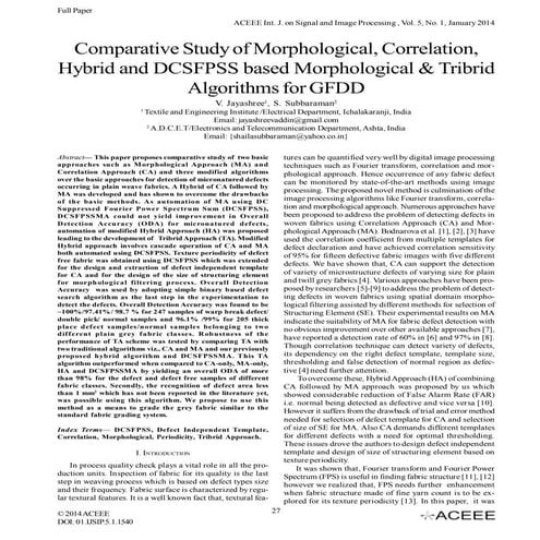 Comparative Study of Morphological, Correlation, Hybrid and DCSFPSS based Morphological ...