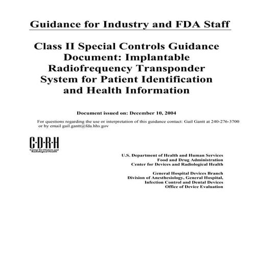 Guidance for Industry and FDA Staff | PDF