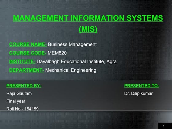 MIS in Education & it’s Uses | PPT