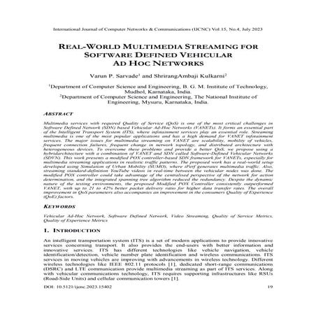 Real-World Multimedia Streaming for Software Defined Vehicular Ad Hoc Networks | PDF