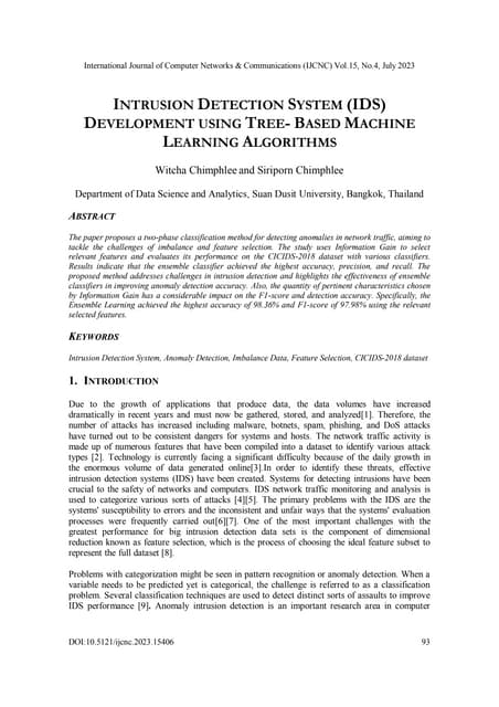Comparative Analysis Of Intrusion Detection Systems And Machine Learning Based Model Analysis 