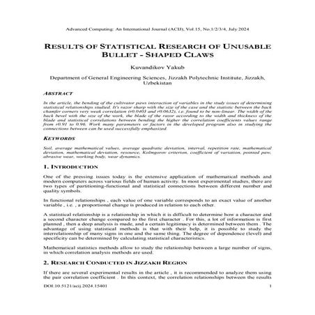 RESULTS OF STATISTICAL RESEARCH OF UNUSABLE BULLET - SHAPED CLAWS | PDF