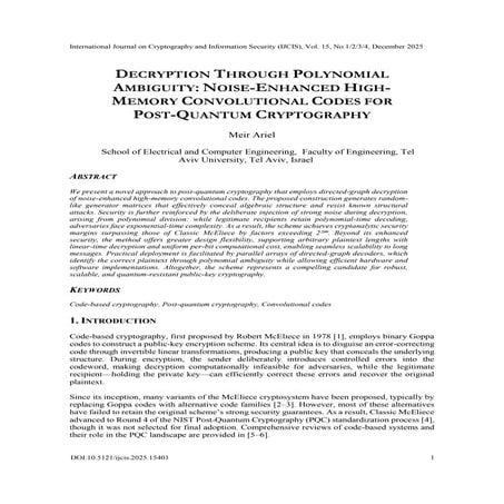DECRYPTION THROUGH POLYNOMIAL AMBIGUITY: NOISE-ENHANCED HIGHMEMORY ...