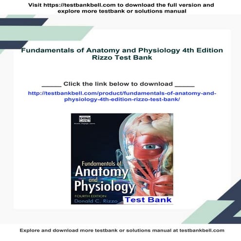Fundamentals of Anatomy and Physiology 4th Edition Rizzo Test Bank | PDF