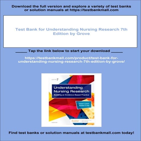 Test Bank for Understanding Nursing Research 7th Edition by Grove | PDF