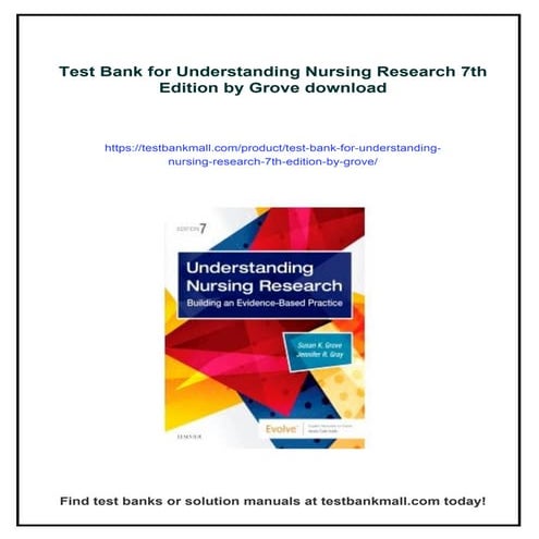 Test Bank for Understanding Nursing Research 7th Edition by Grove | PDF