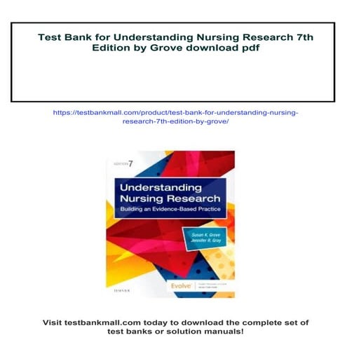 Test Bank for Understanding Nursing Research 7th Edition by Grove | PDF