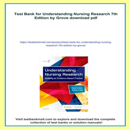 Test Bank for Understanding Nursing Research 7th Edition by Grove | PDF