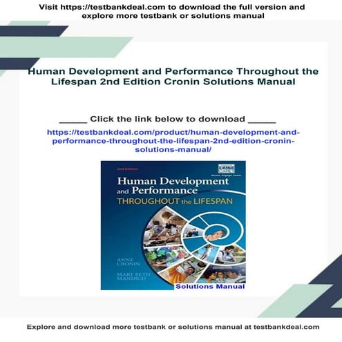 Human Development and Performance Throughout the Lifespan 2nd Edition Cronin Solutions Manual | PDF