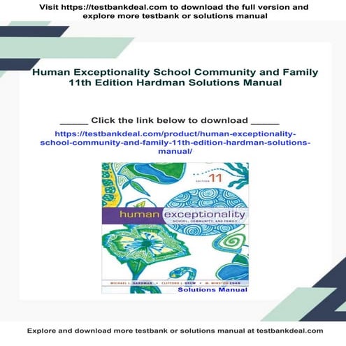 Human Exceptionality School Community and Family 11th Edition Hardman Solutions Manual | PDF