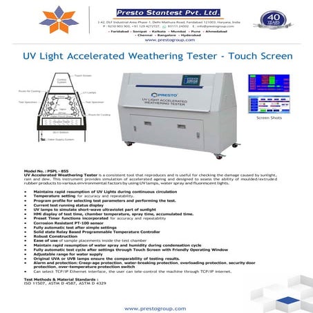 UV Light Accelerated Weathering Tester (Touch Screen) | PDF