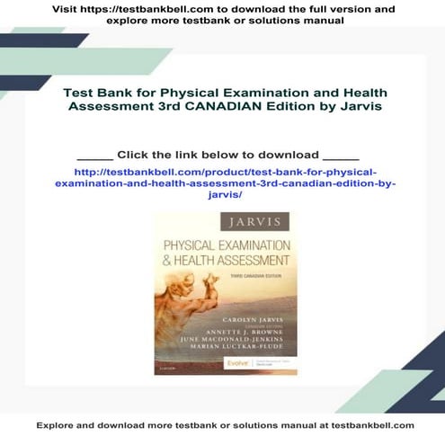 Test Bank for Physical Examination and Health Assessment 3rd CANADIAN ...