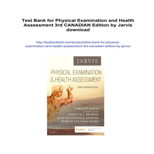Test Bank for Physical Examination and Health Assessment 3rd CANADIAN ...