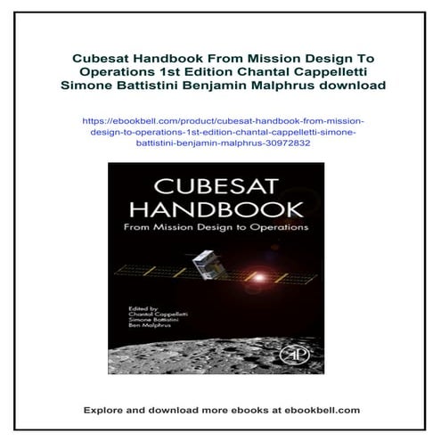 Cubesat Handbook From Mission Design To Operations 1st Edition Chantal Cappelletti Simone ...