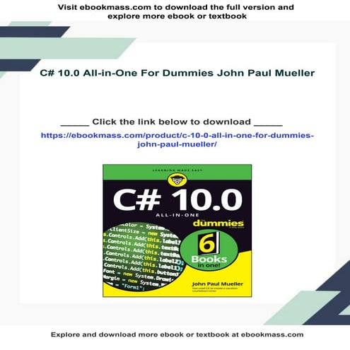 C# 10.0 All-in-One For Dummies John Paul Mueller | PDF