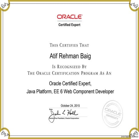 OCE Java EE 6 WCD eCertificate | PPT