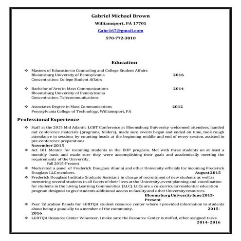 Resume Prideaux Private Sector | DOCX