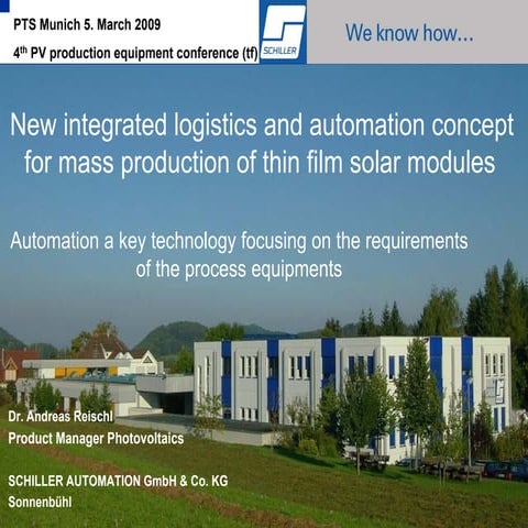 4th Production Equipment Conference Thin Film Schiller Reischl | PPT