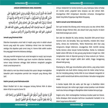 155. Khutbah Jumat Bahasa Indonesia - Jangan Sombongkan Amal Ibadahmu.pdf