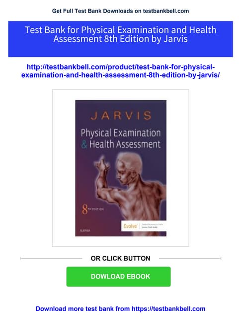 TEST BANK For Physical Examination and Health Assessment 8th Edition ...