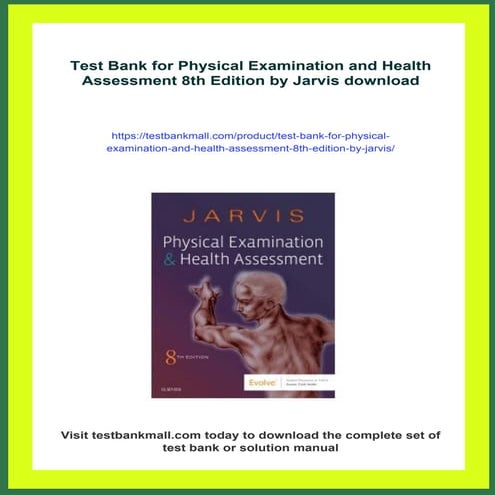 Test Bank for Physical Examination and Health Assessment 8th Edition by ...