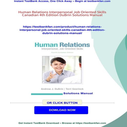 Human Relations Interpersonal Job Oriented Skills Canadian 4th Edition ...