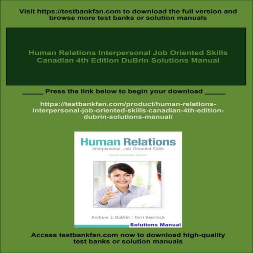 Human Relations Interpersonal Job Oriented Skills Canadian 4th Edition ...