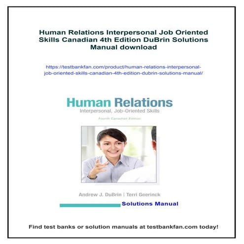 Human Relations Interpersonal Job Oriented Skills Canadian 4th Edition ...