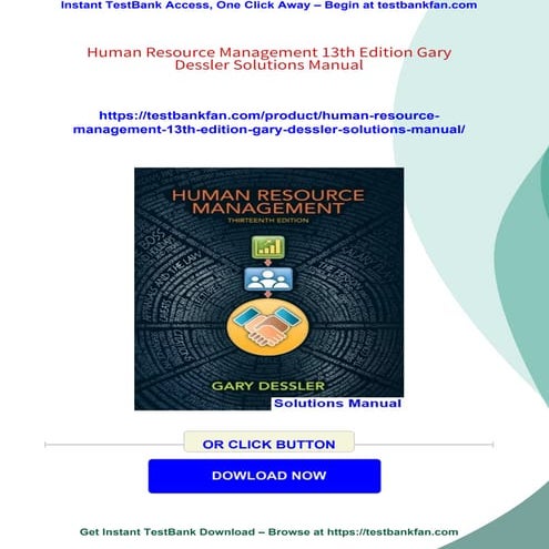 Human Resource Management 13th Edition Gary Dessler Solutions Manual | PDF
