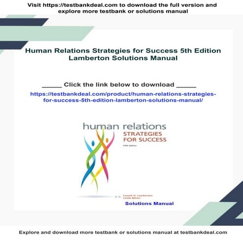 Human Relations Strategies for Success 5th Edition Lamberton Solutions ...