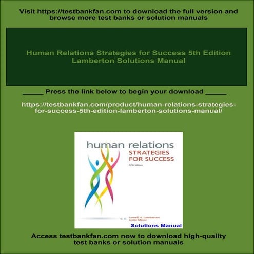 Human Relations Strategies for Success 5th Edition Lamberton Solutions Manual | PDF