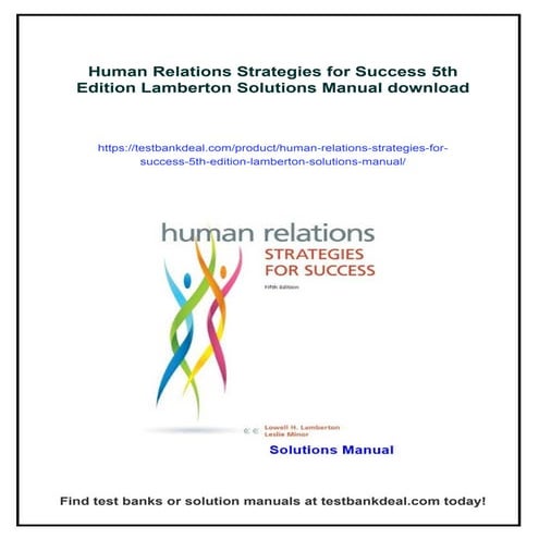Human Relations Strategies for Success 5th Edition Lamberton Solutions Manual | PDF