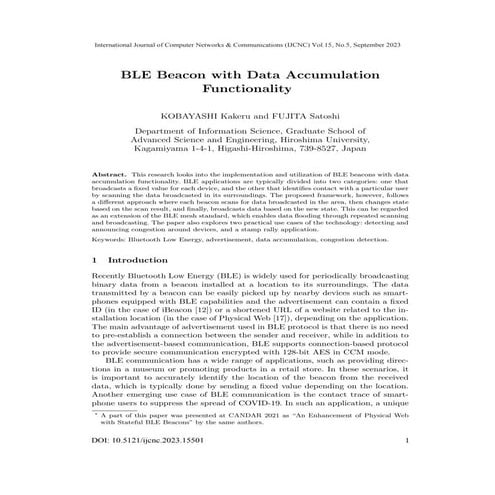 BLE Beacon with Data Accumulation Functionality | PDF