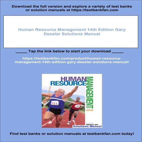 Human Resource Management 14th Edition Gary Dessler Solutions Manual | PDF