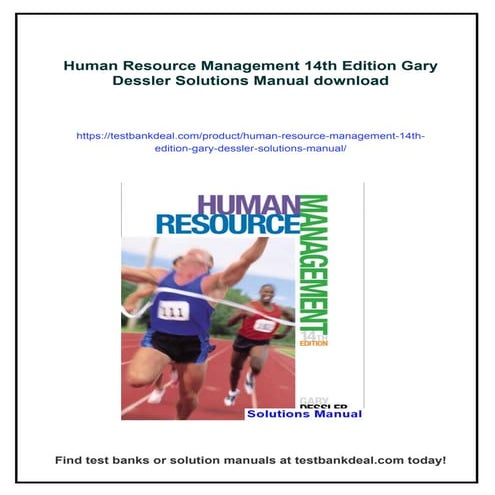 Human Resource Management 14th Edition Gary Dessler Solutions Manual | PDF